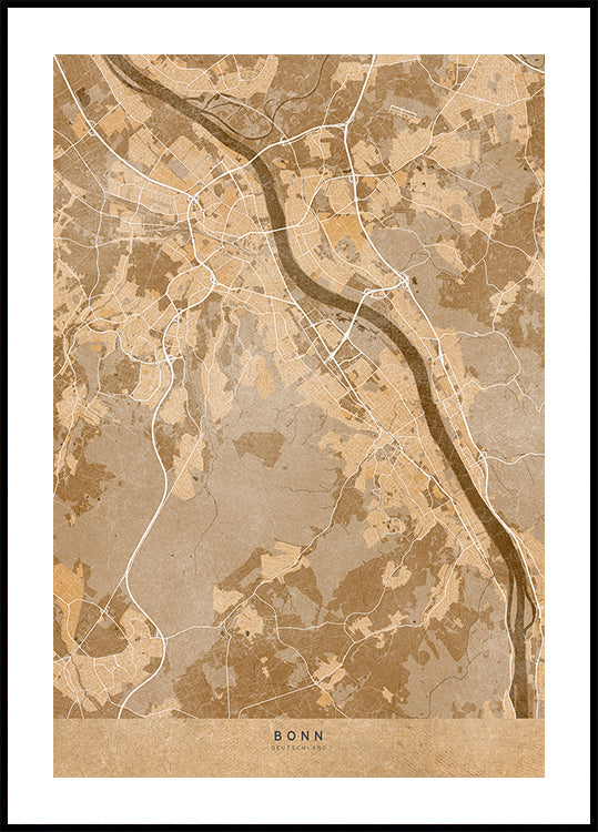 Sepia vintage map of Bonn Germany Poster – Posterbox.uk
