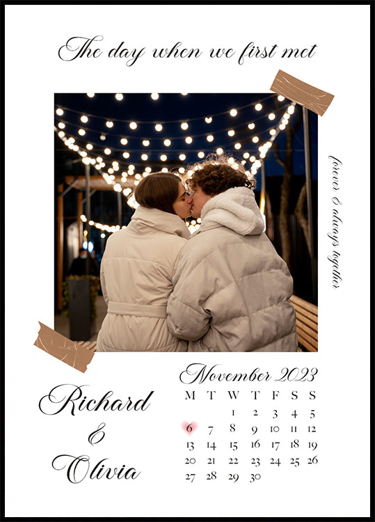 The Day We First Met Personalized Calendar Poster – Posterbox.uk